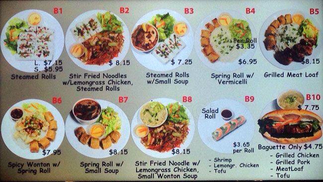 Menu at My Toan restaurant, Vancouver, 200 Burrard St