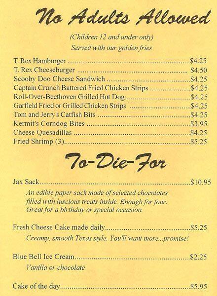 Menu at Jax Grill restaurant, Katy, Gaston Rd Suite 200