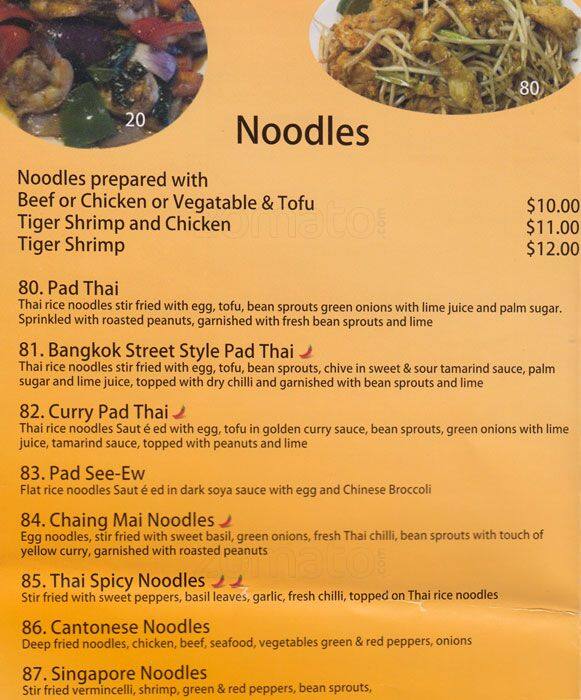 Menu at Better Chinese and Thai restaurant, Mississauga