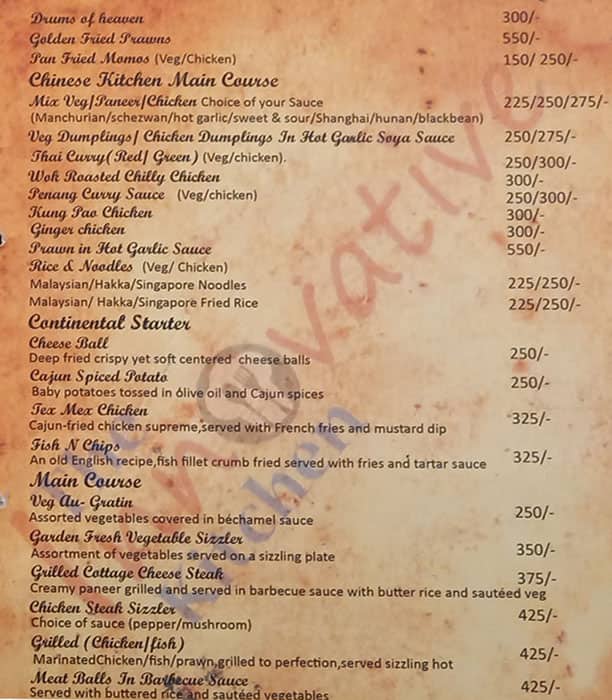 Menu of Zafraan Restaurant, Khajpura, Patna