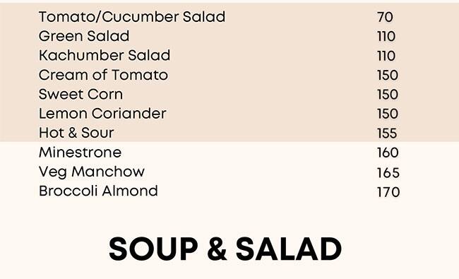 Menu of Indian Salt, L&T Knowledge City, Vadodara