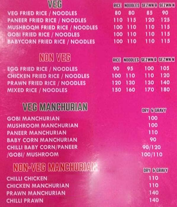 Menu at Foodilicious, Chennai