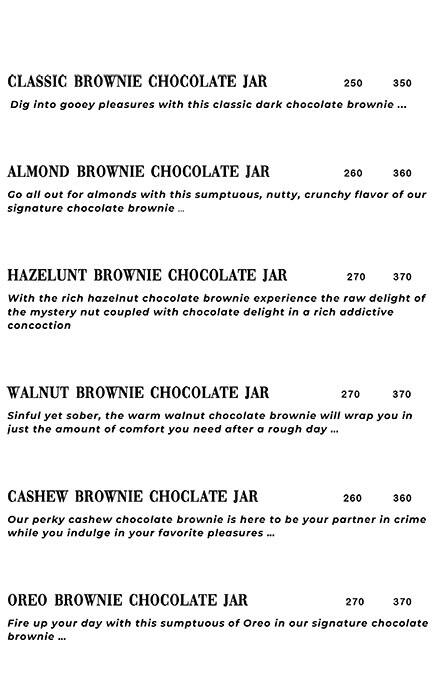 Menu of Brownie Fellas, Sector 14, Gurgaon