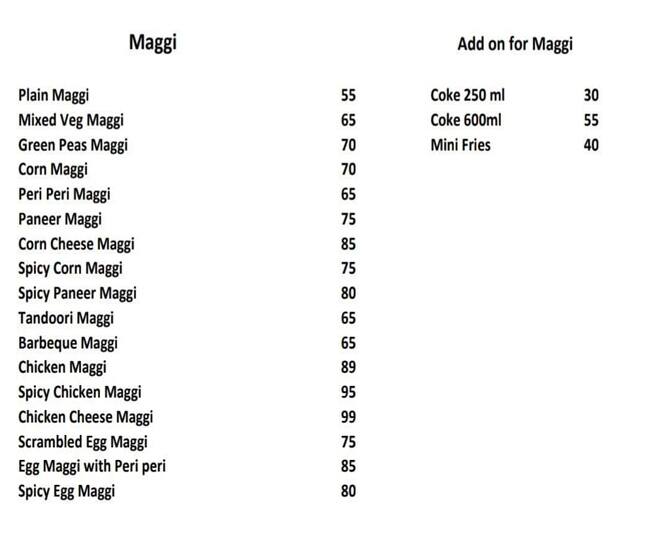 Menu of Maggi Corner, Tambaram, Chennai
