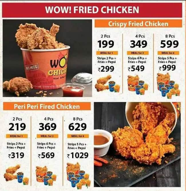 Menu of Wow Fried Chicken, New Town, Kolkata