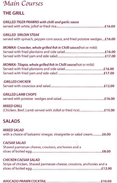 Menu at 805 Restaurants, London, Bowness House