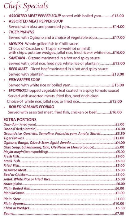 Menu at 805 Restaurants, London, Bowness House