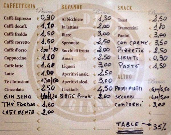 Menu da Coffe Bar Food and Drink, Roma, Largo Trionfale