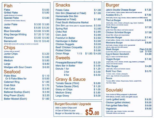 Menu at Flakey Jakes Lynbrook restaurant, Lynbrook