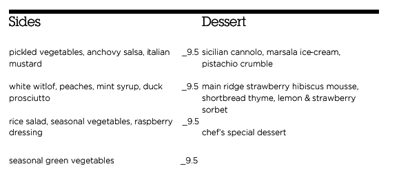 Menu at Flinders Hotel restaurant, Flinders