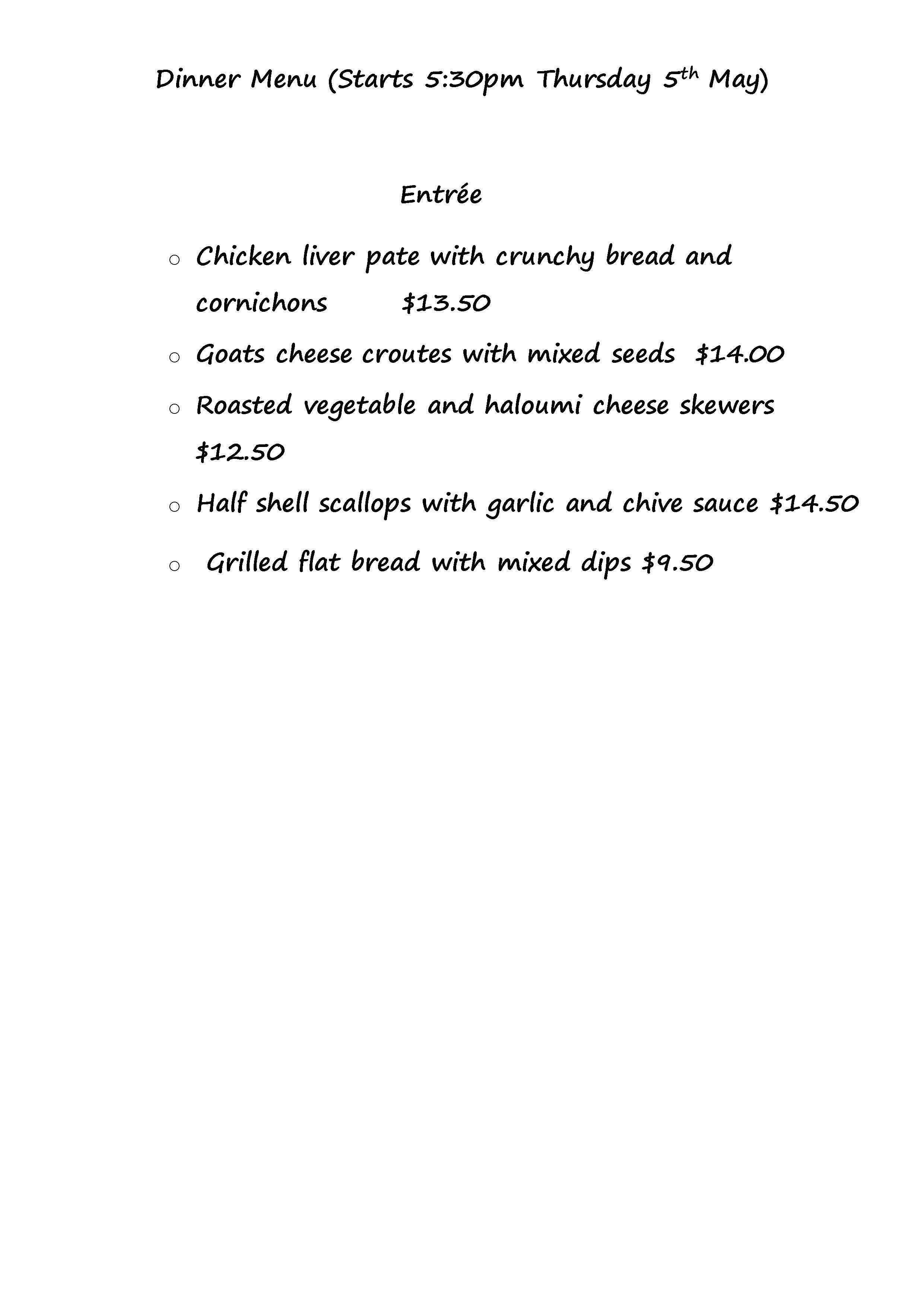 Menu at Bistro Demeure and Cafe, Maitland