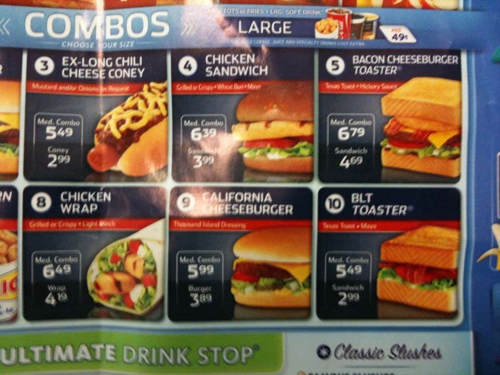 Sonic Drive-in menu, Menu restauracji Sonic Drive-in, Totowa, Totowa ...