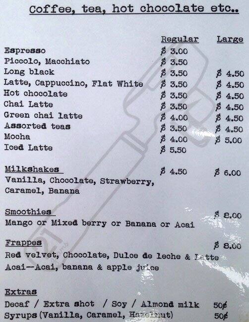 21 Grams Espresso Bar Menu, Menu for 21 Grams Espresso Bar, Brookvale ...