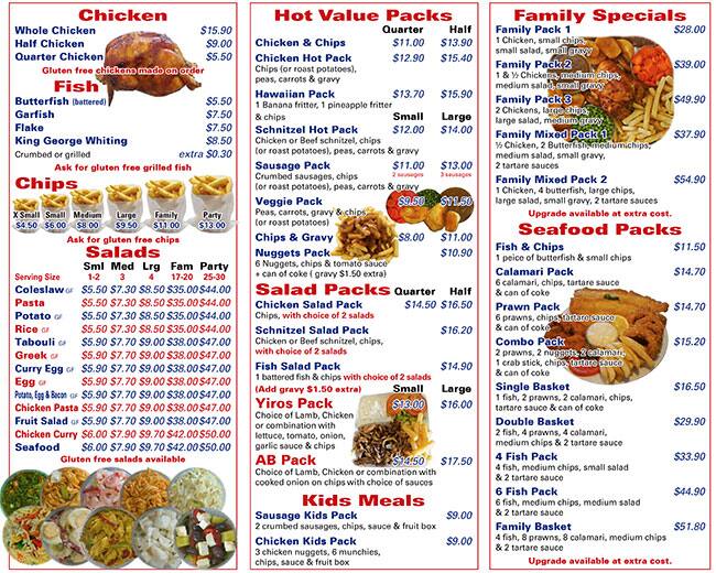 Menu at Springbank Chicken & Seafood fast food, Burton