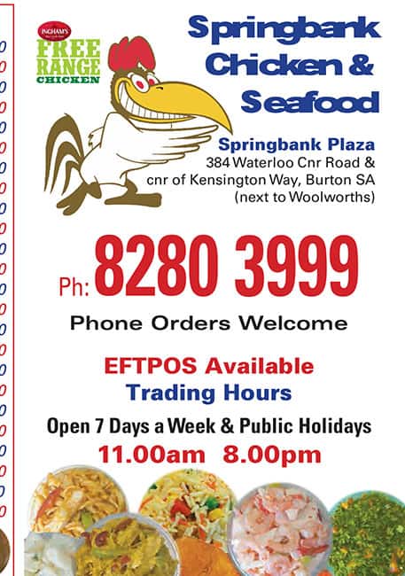 Menu at Springbank Chicken & Seafood fast food, Burton