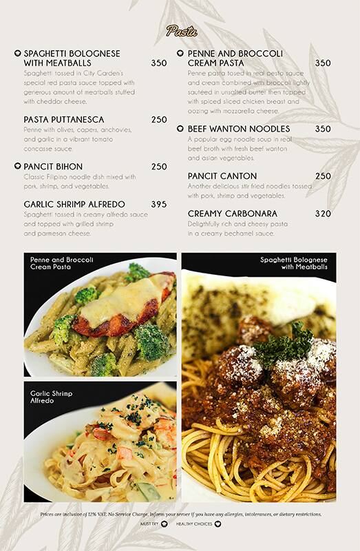 Menu at Cafe Miranda, Manila