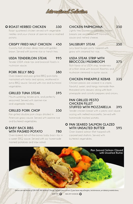 Menu at Cafe Miranda, Manila