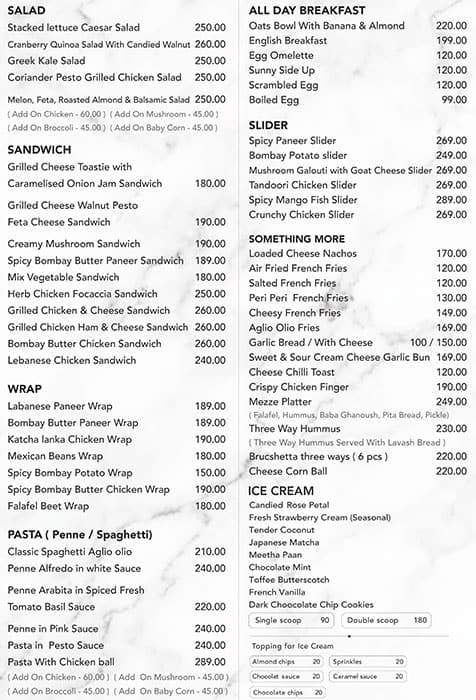 Menu of Madéline, Shivaji Nagar, Pune