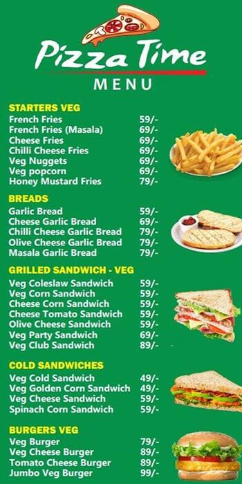 Menu of Pizza Time, Ameerpet, Hyderabad