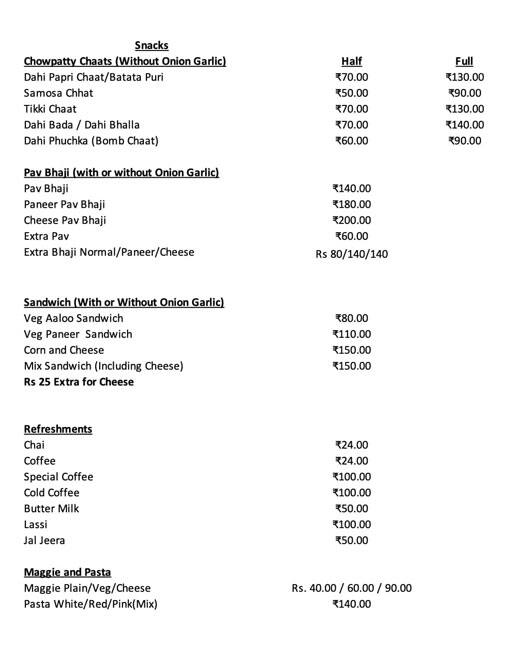 Menu at Satwik - Pure Veg Restaurant, Kolkata