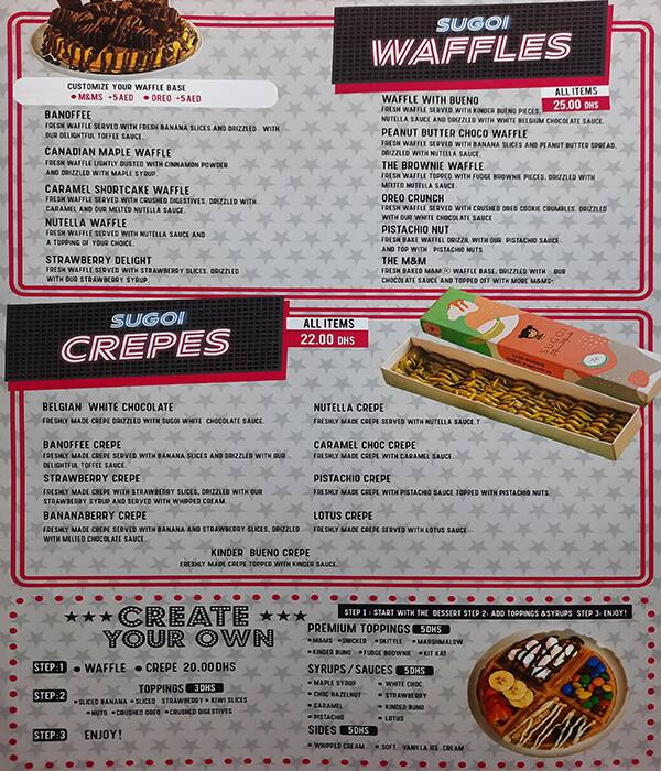 Menu of SuGoi, Al Khalidiya, Abu Dhabi