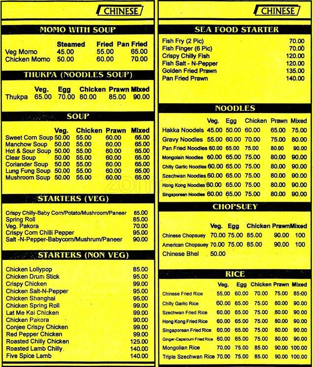 Menu at Hidden Dragon, Kolkata, AE-360