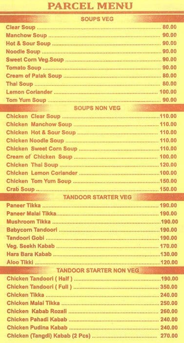Menu at Hotel Shashi, Mumbai, Prabhadevi Veer Savarkar Road