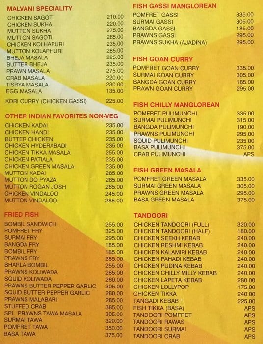 Jai Hind Lunch Home Menu, Menu for Jai Hind Lunch Home, Pali Hill ...