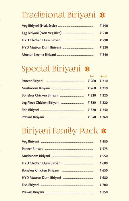 Menu at Biryani zone, Bengaluru, 219
