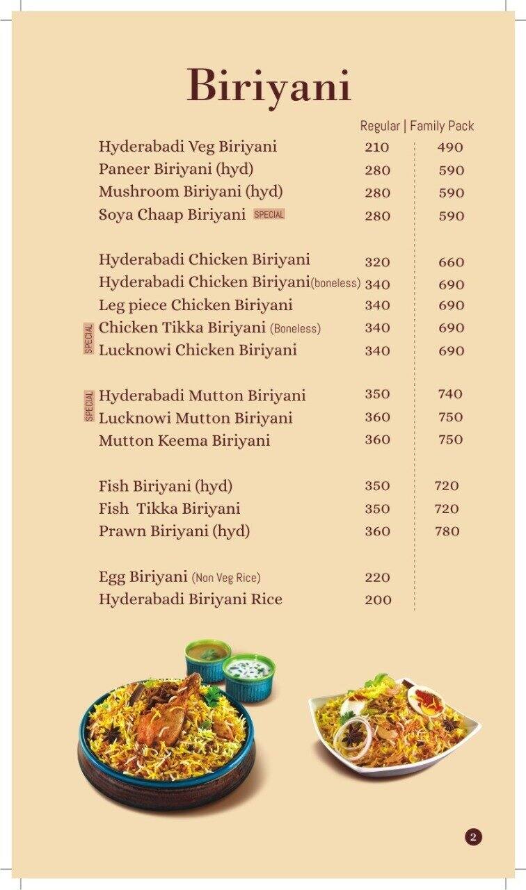 Menu at Biriyani Zone, Manyata Tech Park, Hyderabadi Dum Biryani ...