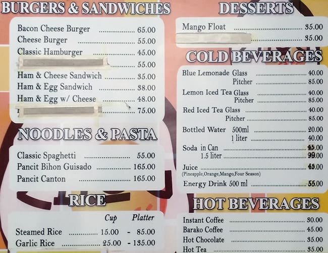 Menu at Zilog Cafe, Laurel, 3WXG+VGX