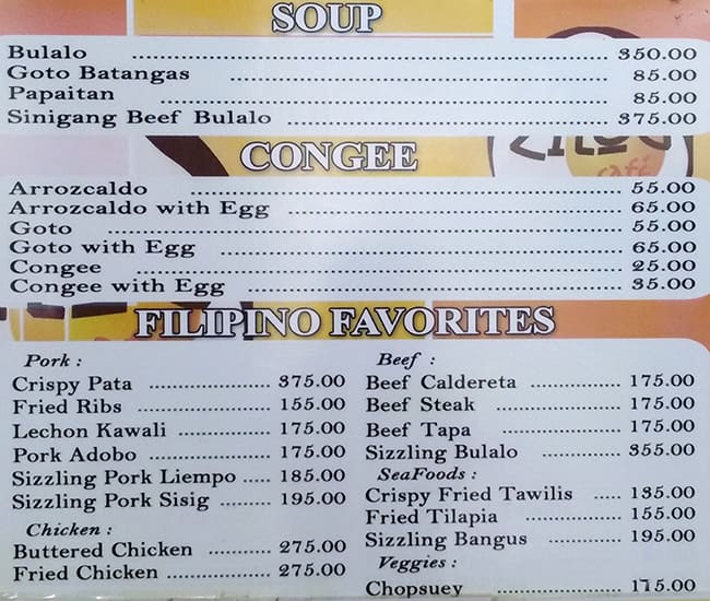 Menu at Zilog Cafe, Laurel, 3WXG+VGX