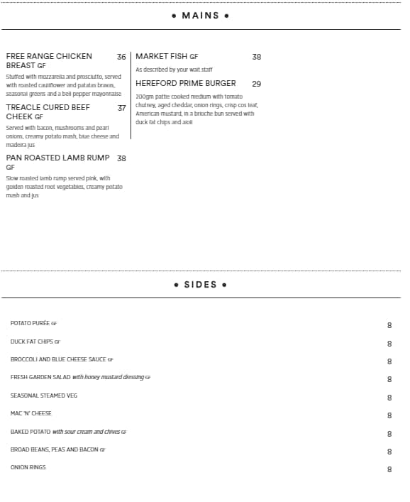 Menu at Furnace Steakhouse, Hamilton