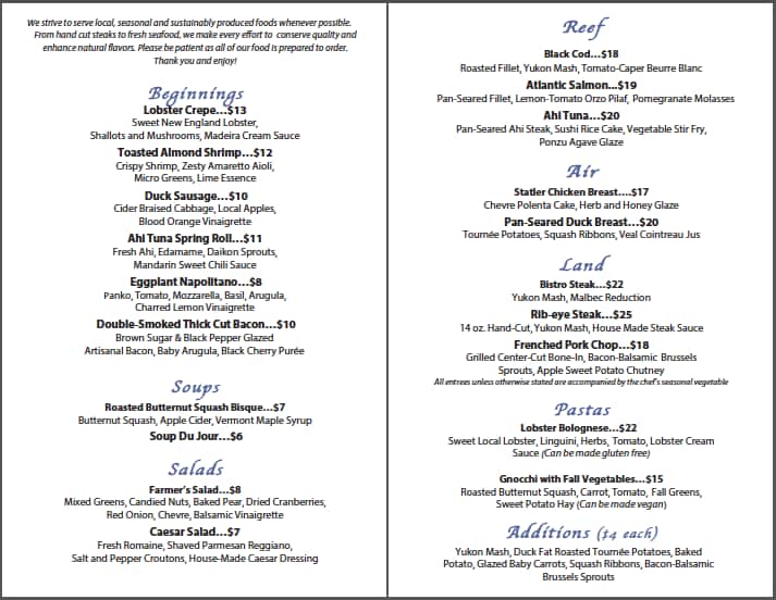 Menu at Windham Seasons Bar and Grill, Windham