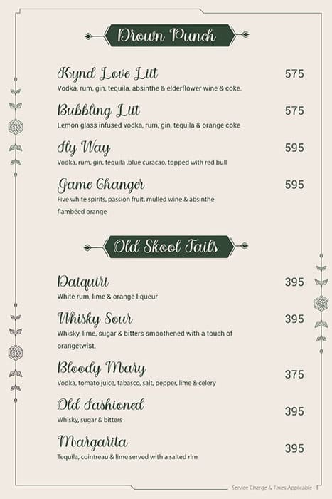 Menu at Kynd Cafe & Bar By Naap, Pune