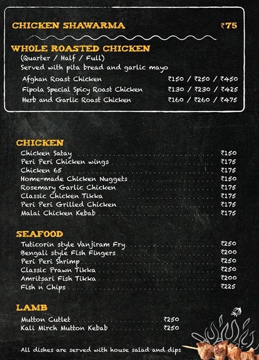 Menu at Grill House by Fipola, Chennai, 23A