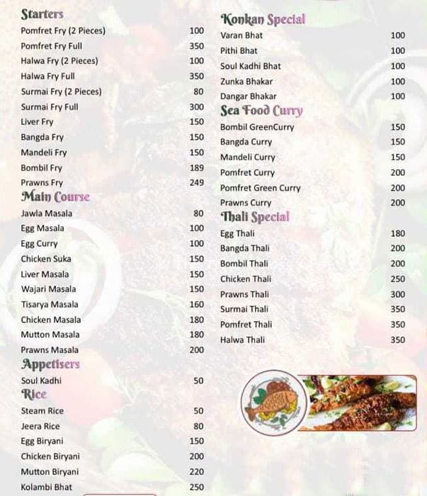 Menu of Kinarpatti, Santacruz East, Mumbai