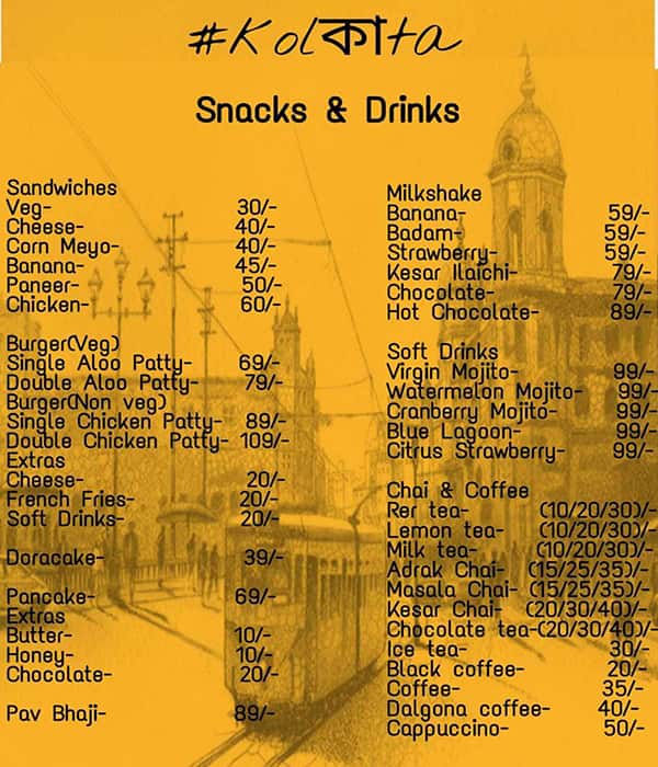 Menu of kolkata & Kitchen, Ruby Hospital Area, Kolkata