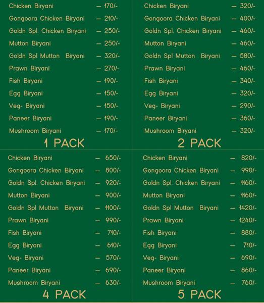 Menu of Saizen Goldn Biryani, Boduppal, Hyderabad