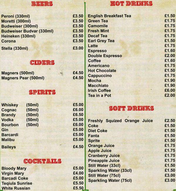 Menu at The Hilly Kitchen Cafe-Bistro, London