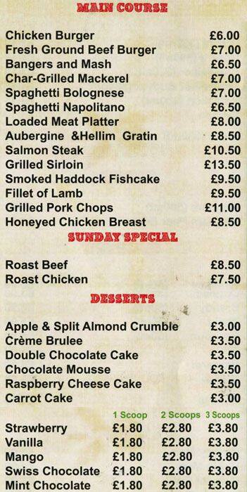 Menu at The Hilly Kitchen Cafe-Bistro, London