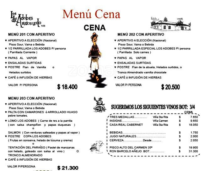 Los Adobes de Argomedo Menu, Menu de Los Adobes de Argomedo, Santiago ...