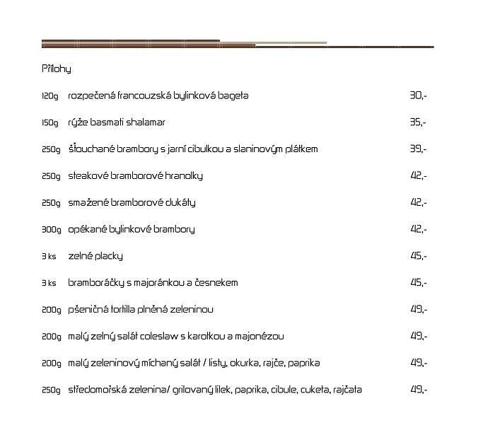 Menu at Stereo Restaurant, Prague