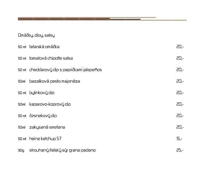 Menu at Stereo Restaurant, Prague