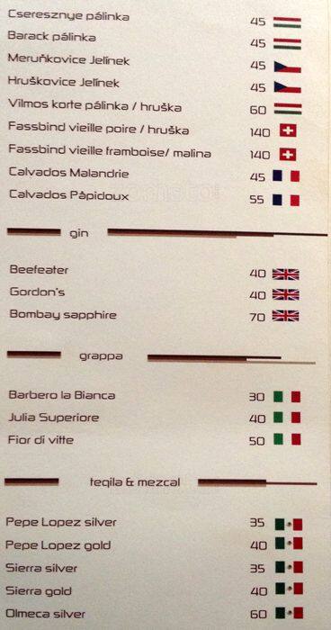 Menu at Stereo Restaurant, Prague
