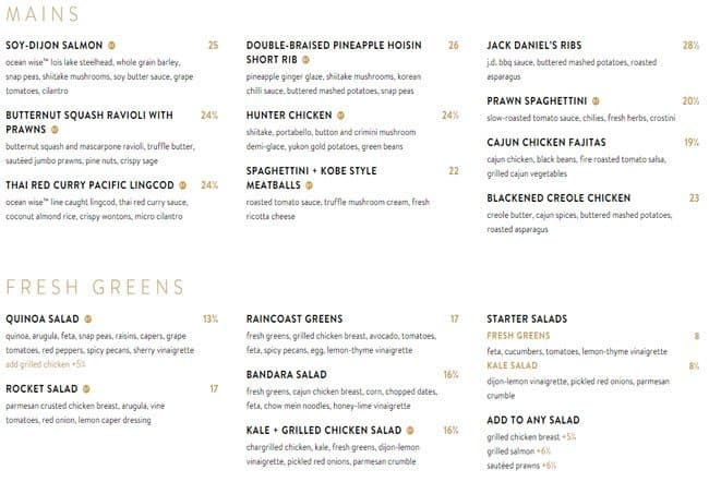 Menu at Cactus Club Cafe Byrne Road, Burnaby, Market Crossing