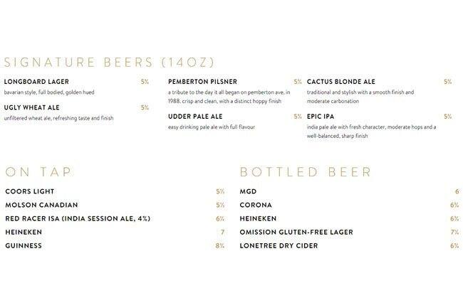 Menu at Cactus Club Cafe Byrne Road, Burnaby, Market Crossing