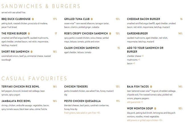 Menu at Cactus Club Cafe Byrne Road, Burnaby, Market Crossing