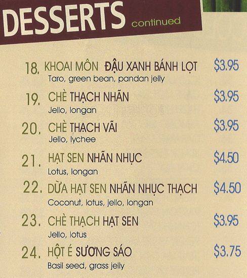 Menu at Bambu Desserts & Drinks, Stafford, Fountain Lake Cir