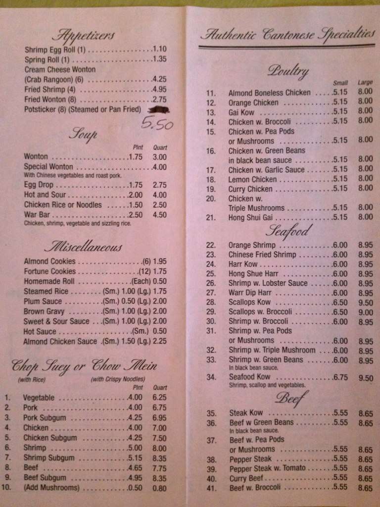 Carta de Moy's Restaurant, St. Clair Shores